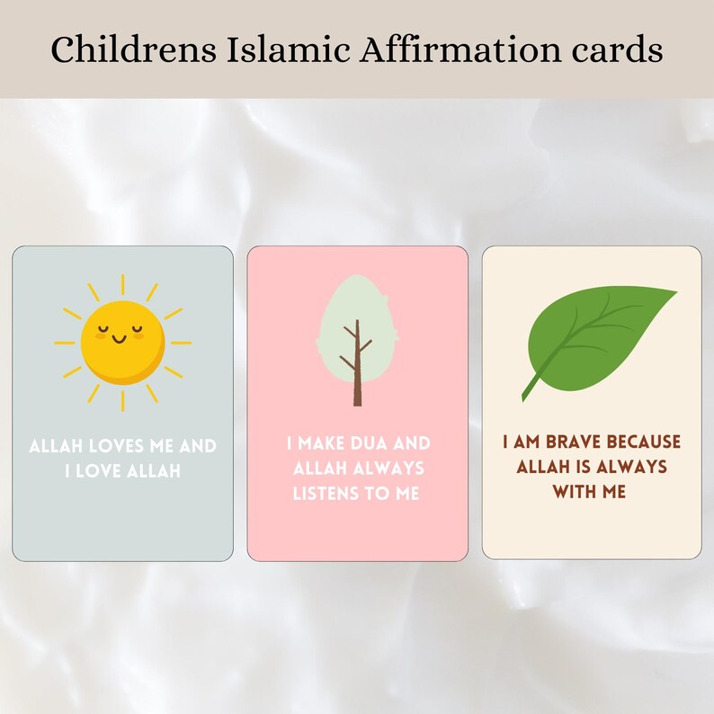 Printable Islamic Affirmation Cards for Kids| 24 Positive Daily ...
