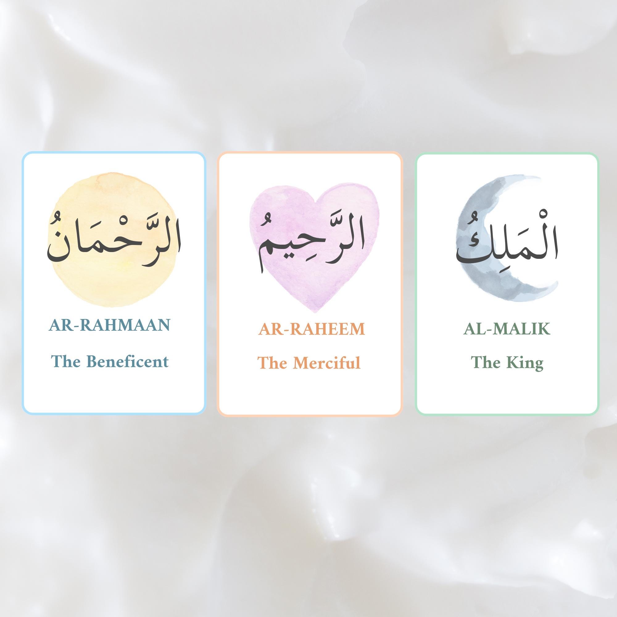 99 Names of Allah Flashcards | Printable Digital Download | Arabic ...