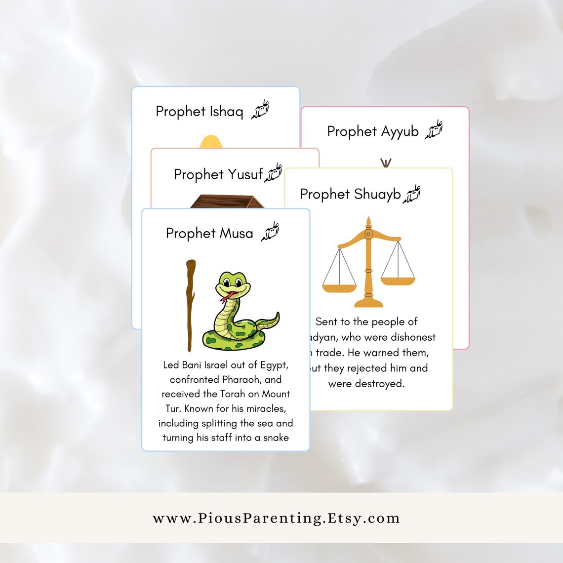 Prophets of Islam Flashcards: Islamic Learning for Kids (digital ...