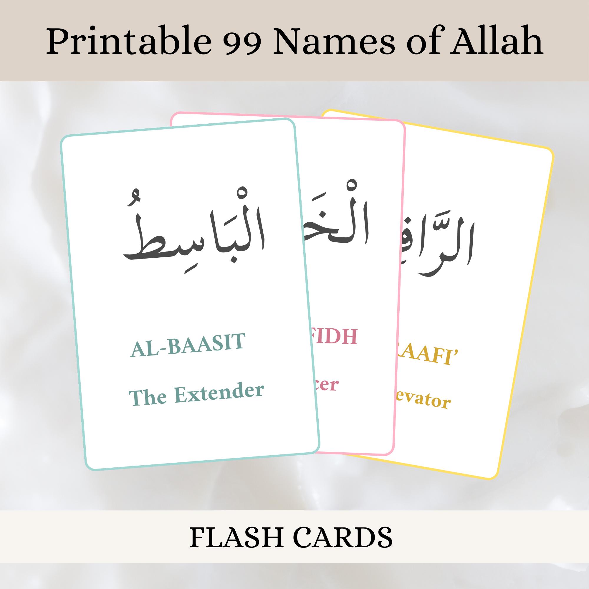 99 Names of Allah Flashcards | Printable Digital Download | Arabic ...