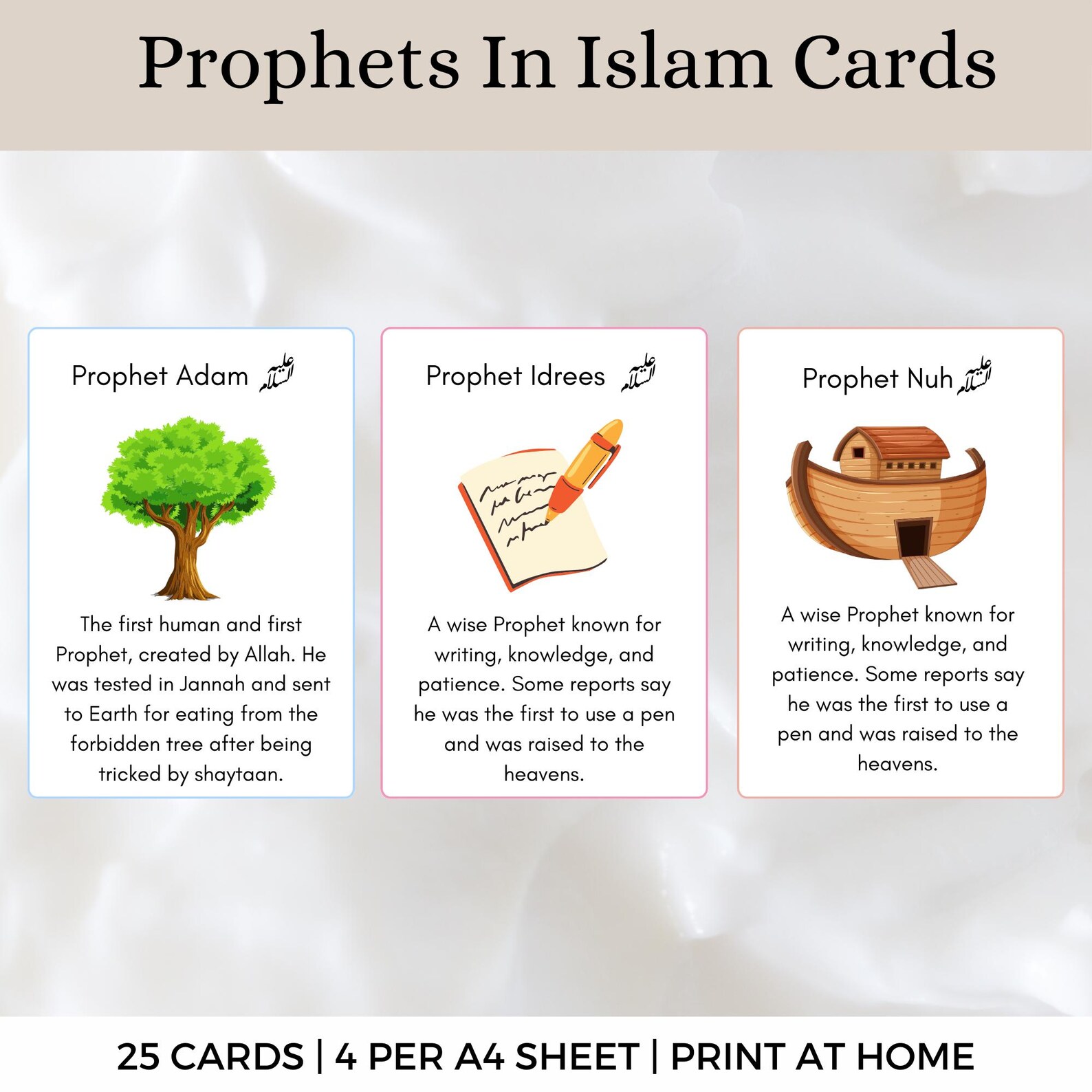 Prophets of Islam Flashcards: Islamic Learning for Kids (digital ...