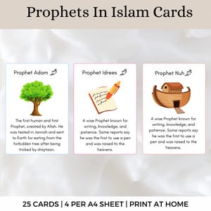 Prophets of Allah Flashcards | Islamic Learning for Kids & Reverts ...