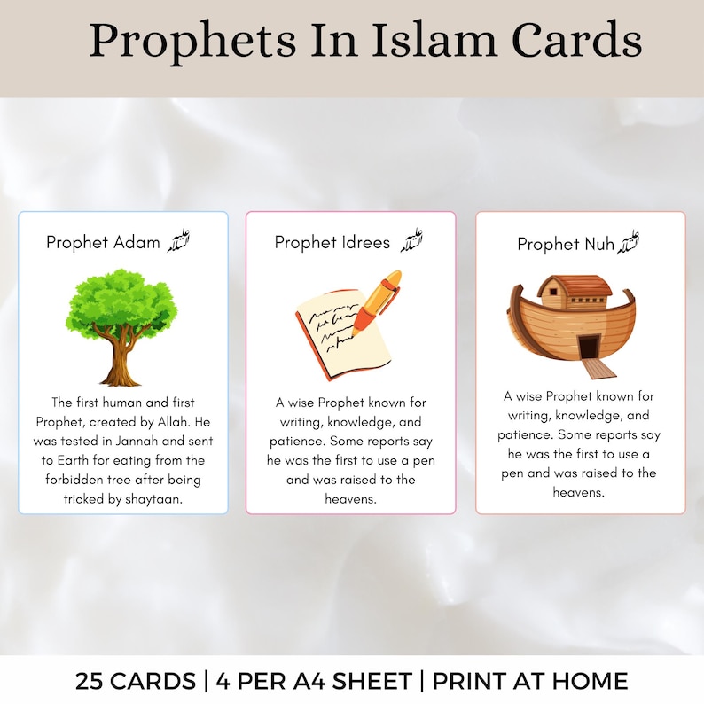 Prophets of Allah Flashcards | Islamic Learning for Kids & Reverts ...