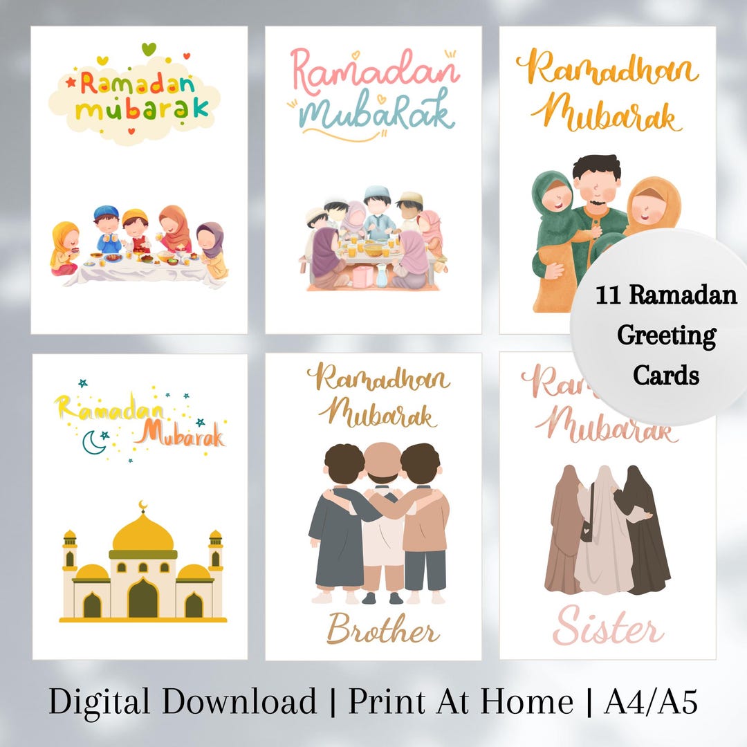 Ramadan Mubarak Greeting Cards – Set of 11 | Islamic Eid Cards ...