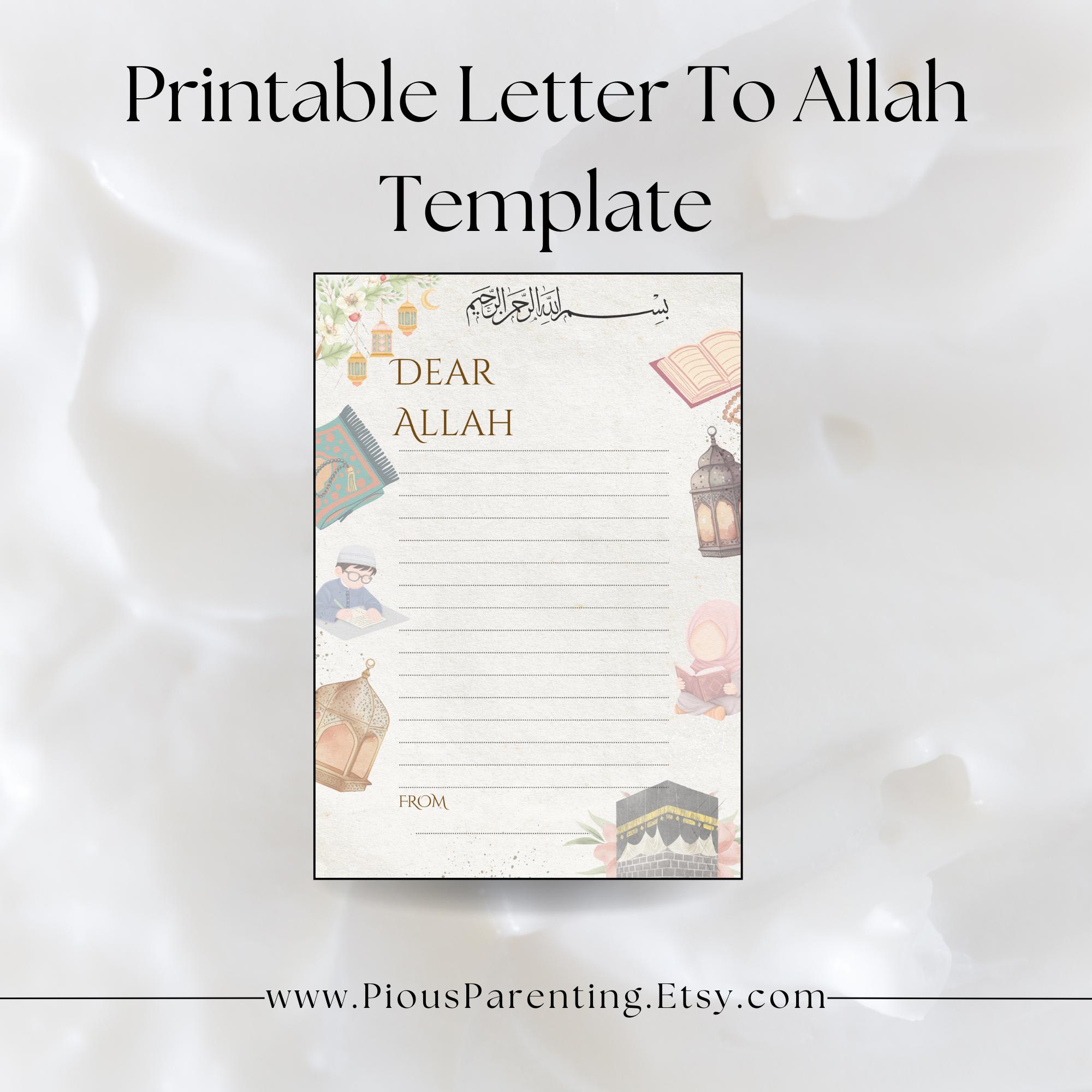 Letter to Allah Template | Digital A4 Writing Sheet | Islamic Activity ...