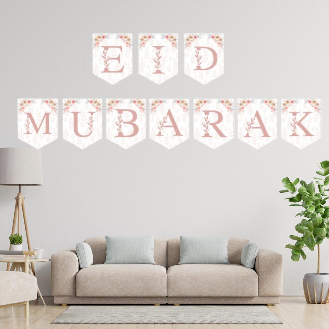 Eid Mubarak Banner | Printable Floral Eid Decorations | A4 Eid Party ...