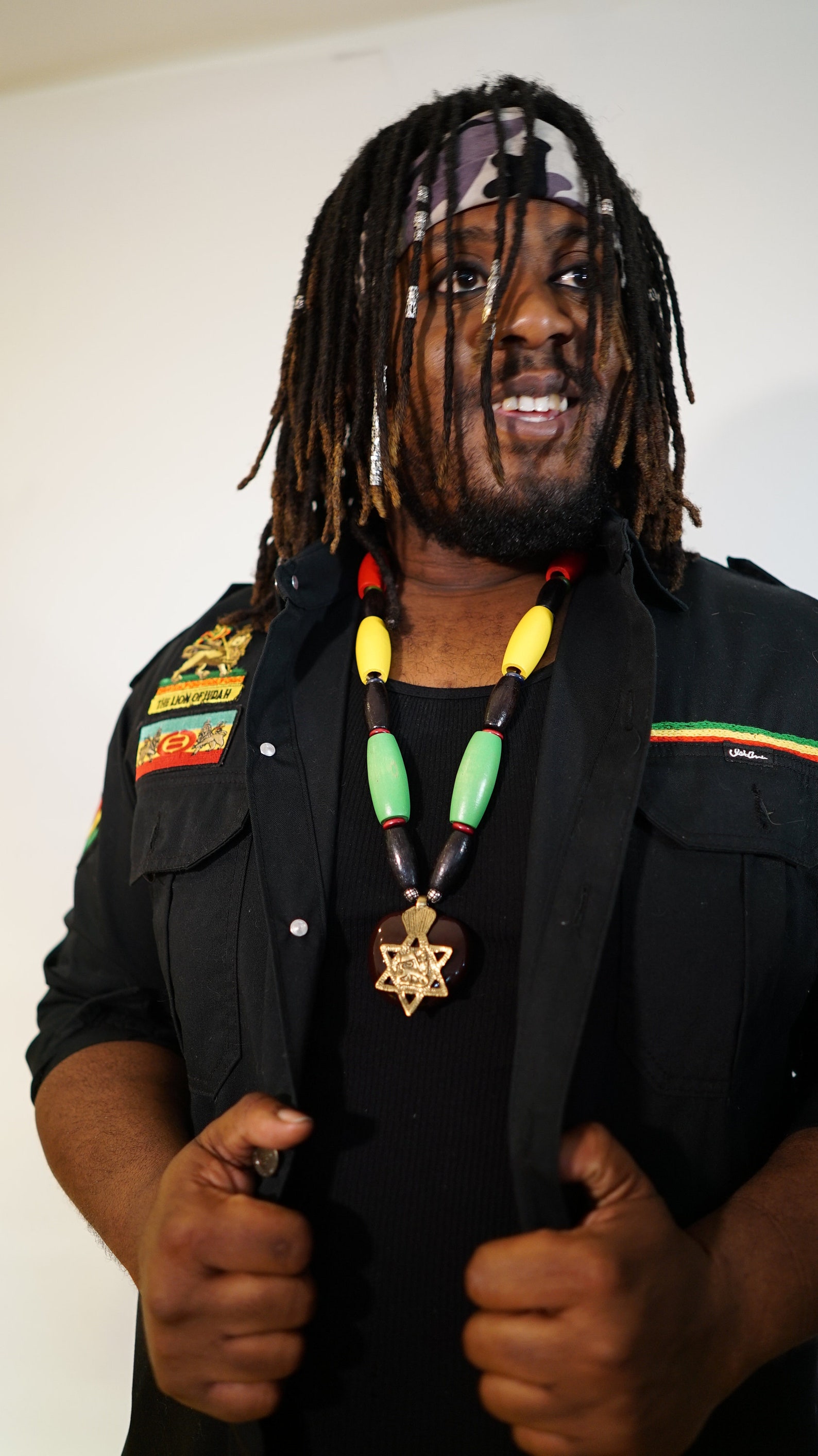 RASTA Large Bead Necklace Sea Heart Lion of Judah Star of David ...