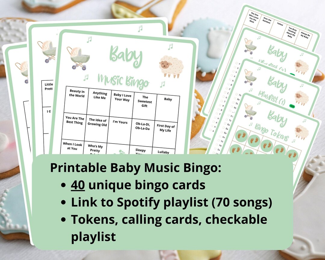 40 Baby Music Bingo Cards - Music Bingo - Baby Shower Bingo - Baby ...