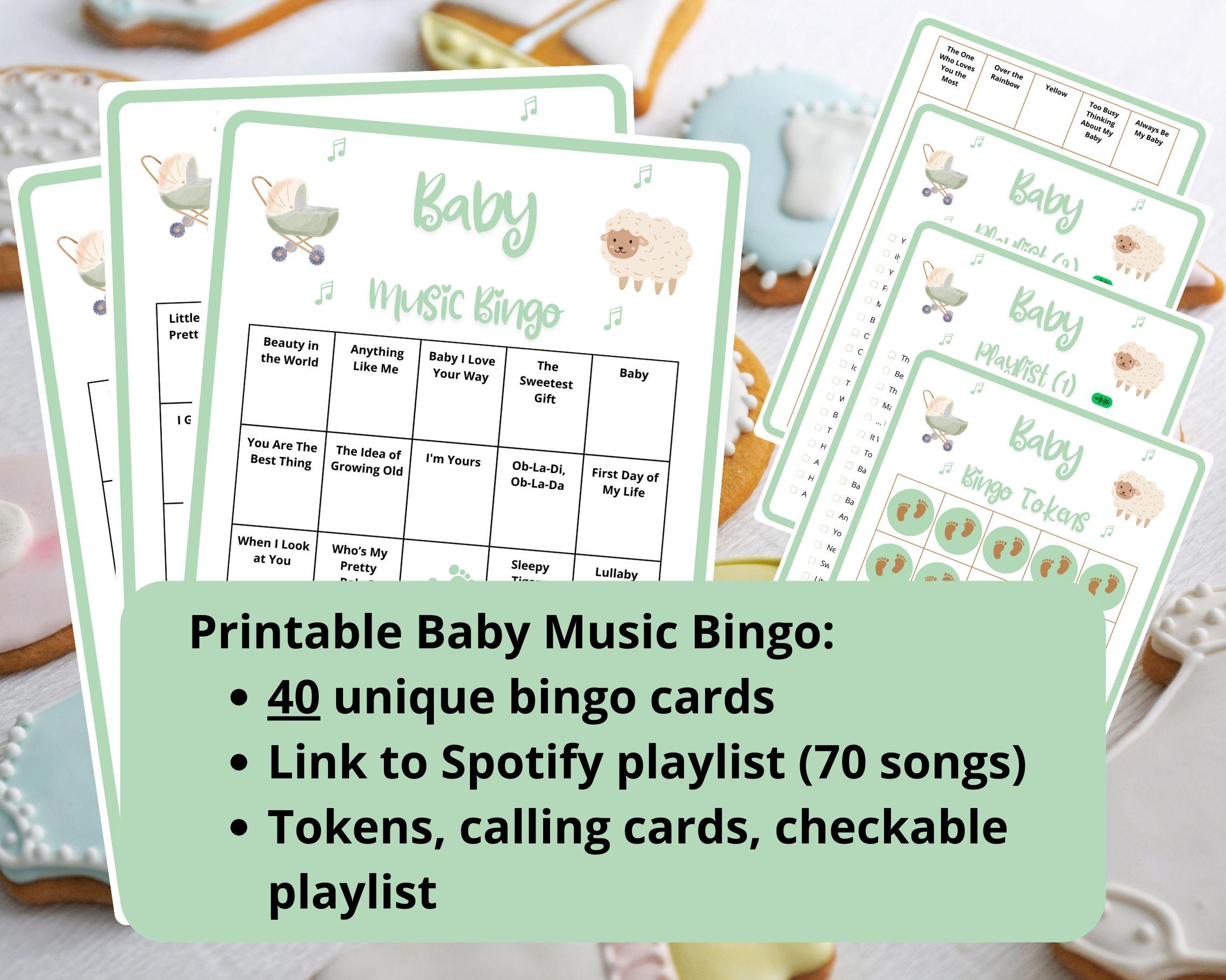 40 Baby Music Bingo Cards - Music Bingo - Baby Shower Bingo - Baby ...