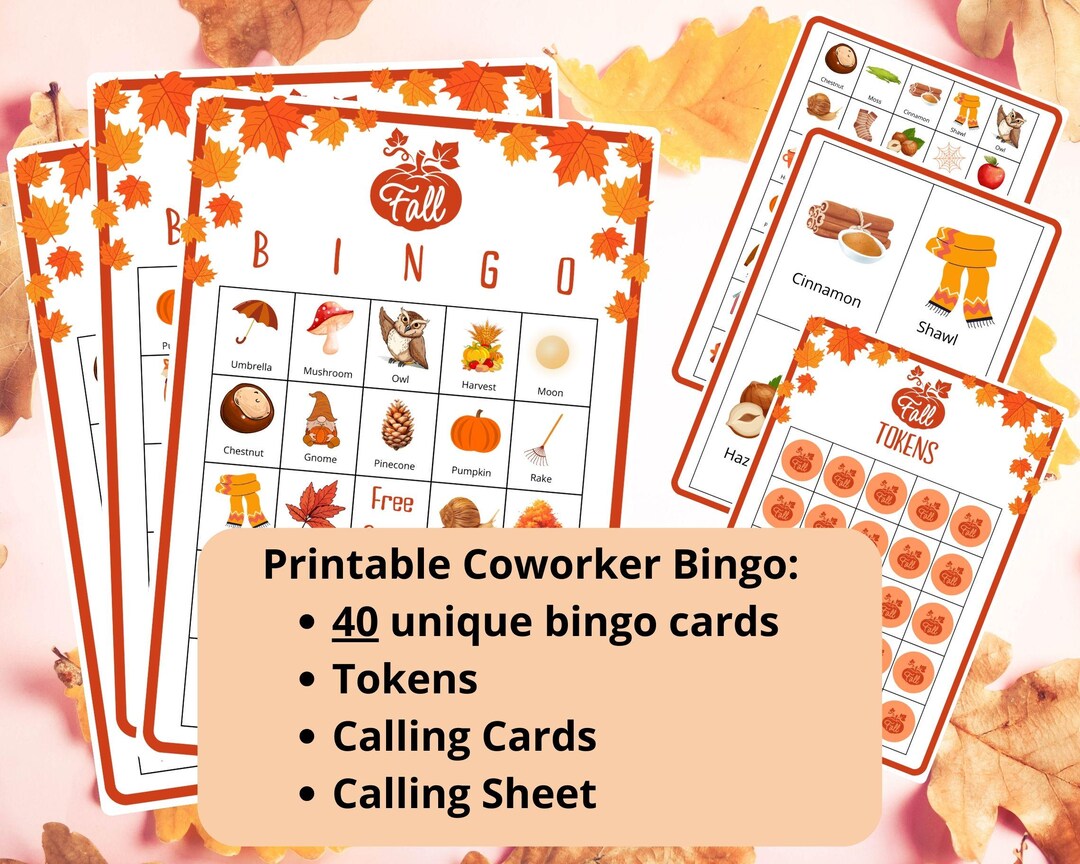 Fall Bingo - 40 Bingo Cards - Printable Fall Game - Fall Festival ...