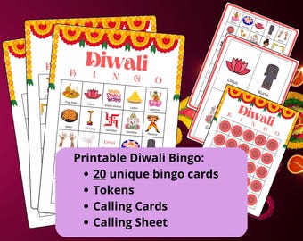 Diwali Bingo Game: 60 Printable Cards (PDF Download), Party Game for ...