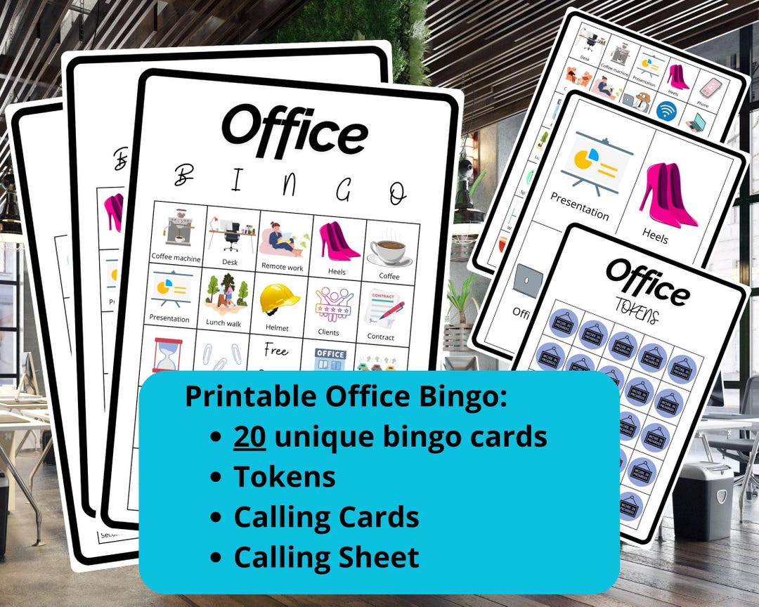 20 Office Bingo Cards - Team Building Games - Meeting Bingo - Coworker ...