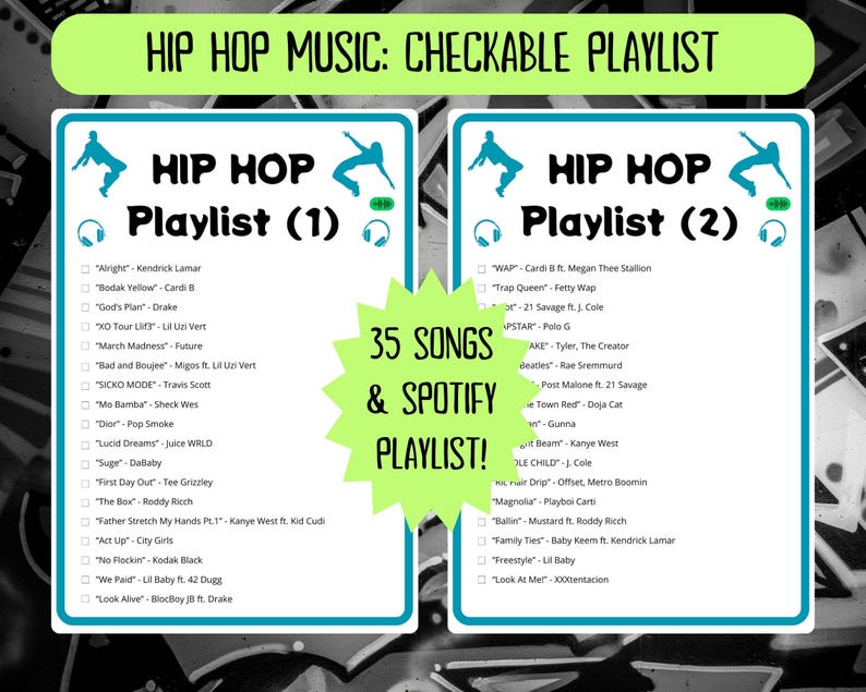 60 Hip Hop Music Bingo Cards Music Bingo 2010's 2020's Hip Hop Music ...