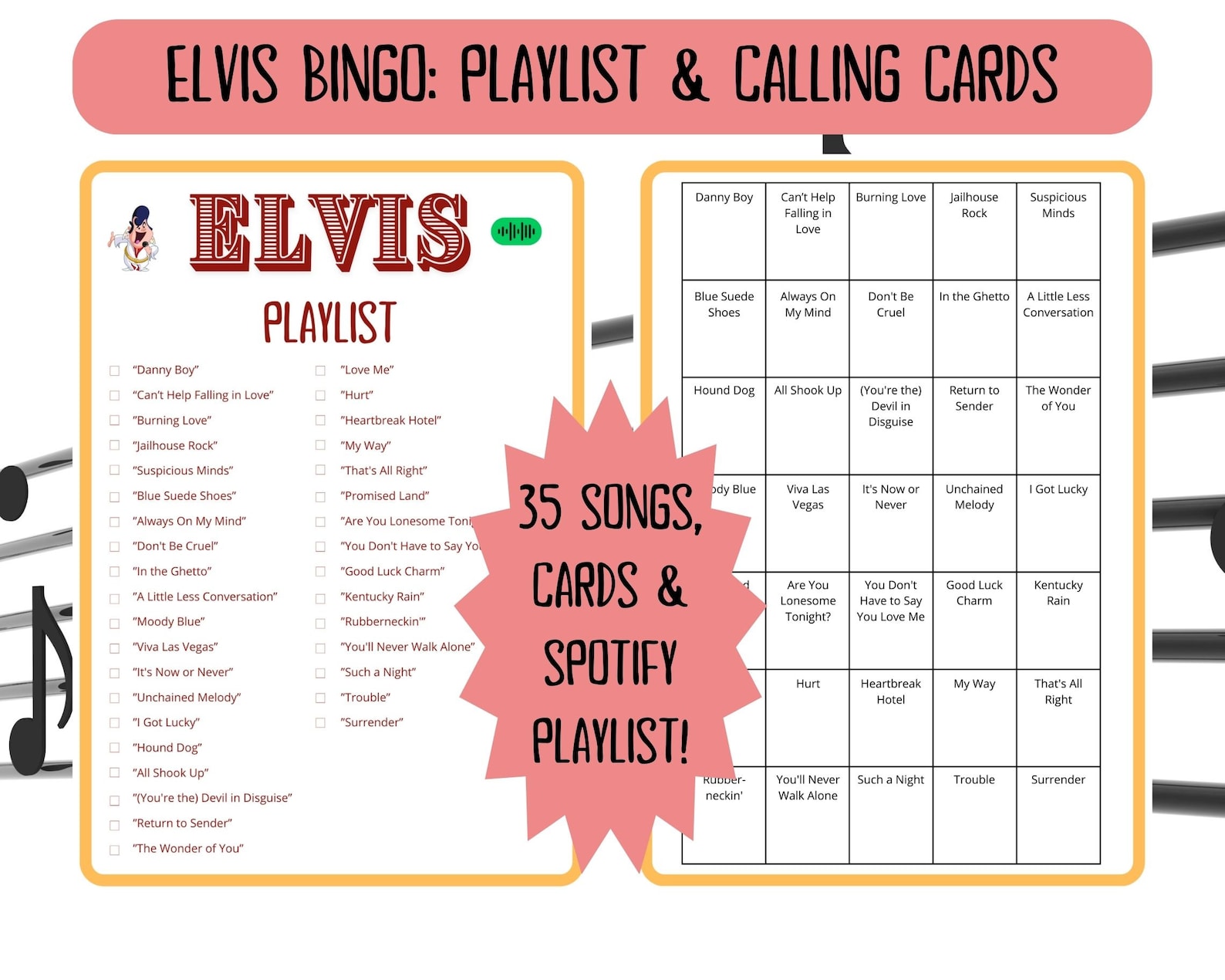 20 Elvis Bingo Cards Music Bingo Elvis Presley Team Building Games ...