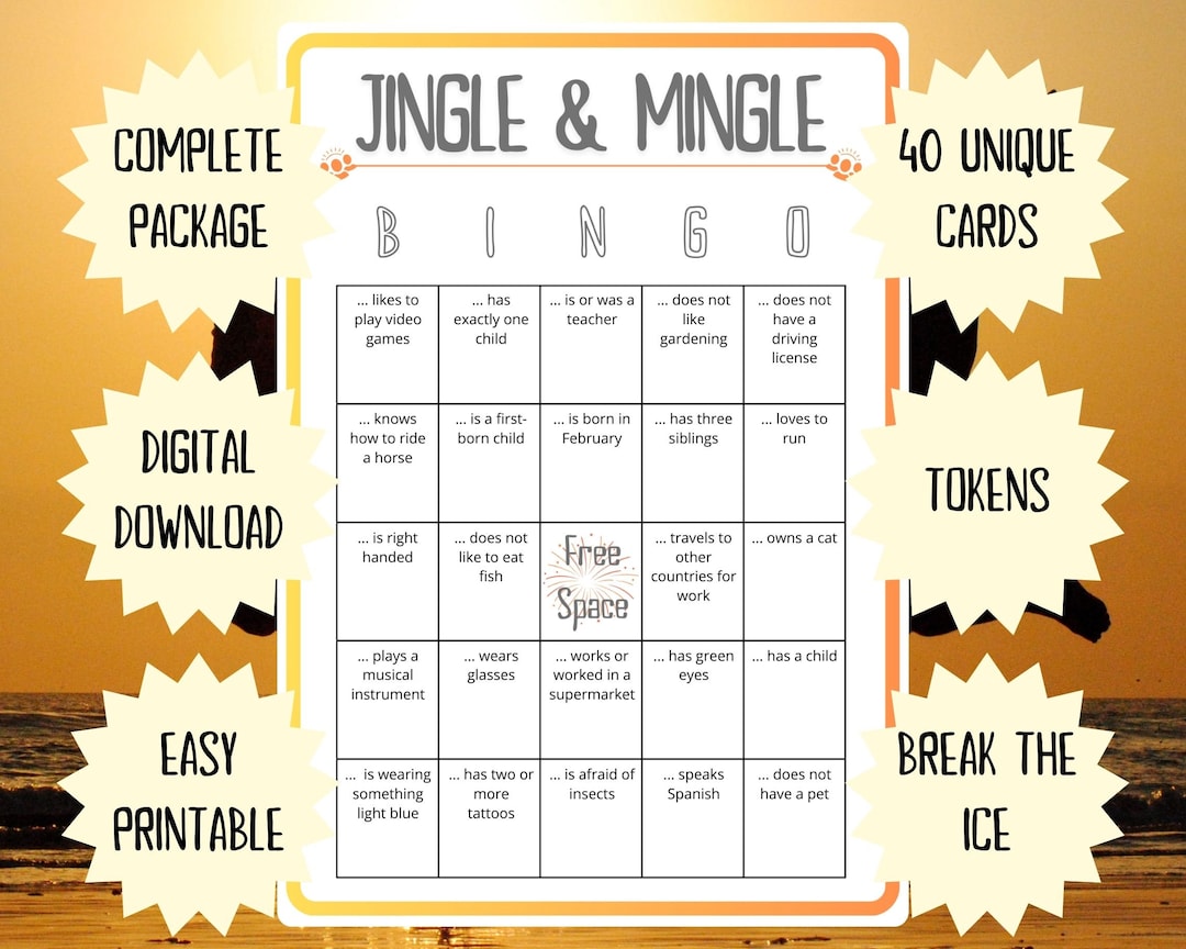40 Jingle and Mingle Bingo Cards Printable Icebreaker Office Bingo Find ...