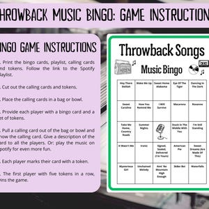 80 Throwback Songs Music Bingo Cards - Printable Sing-a-long Music ...