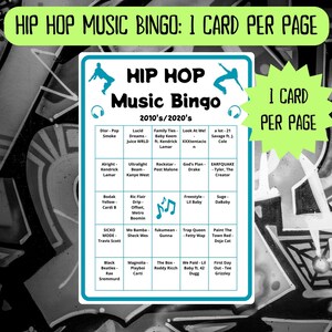 60 Hip Hop Music Bingo Cards Music Bingo 2010's 2020's Hip Hop Music ...