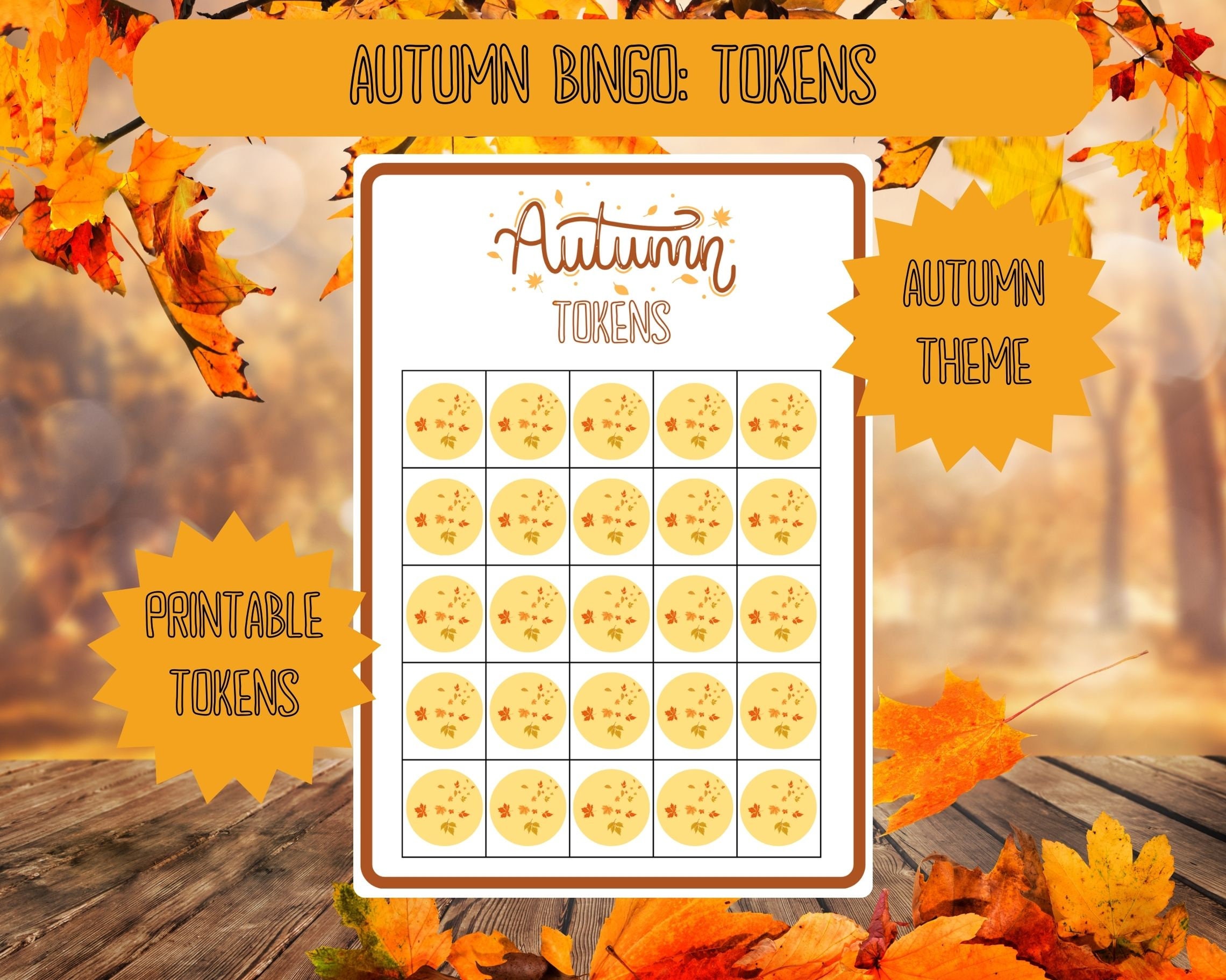 40 Autumn Fall Bingo Cards, Printable Game, Kids Fall Activities ...