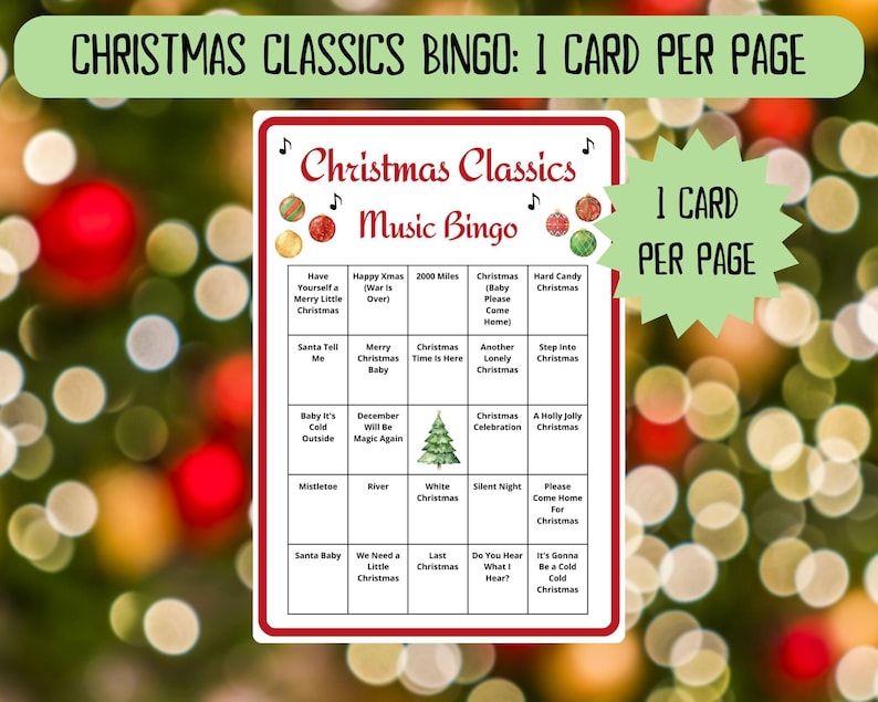 100 Christmas Classics Music Bingo Cards - Christmas Songs Bingo ...