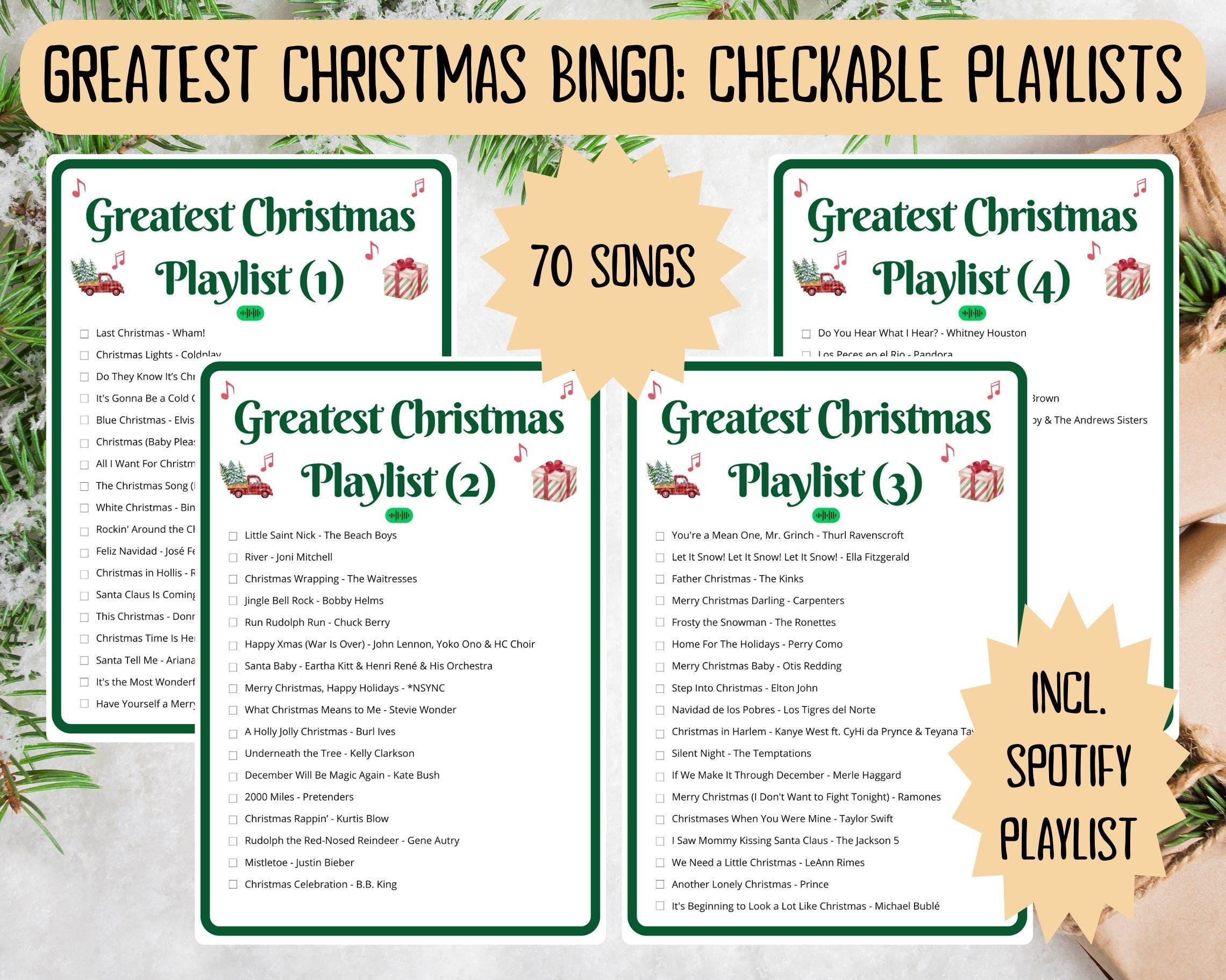 20 Greatest Christmas Songs Bingo Cards - Christmas Bingo - Family ...