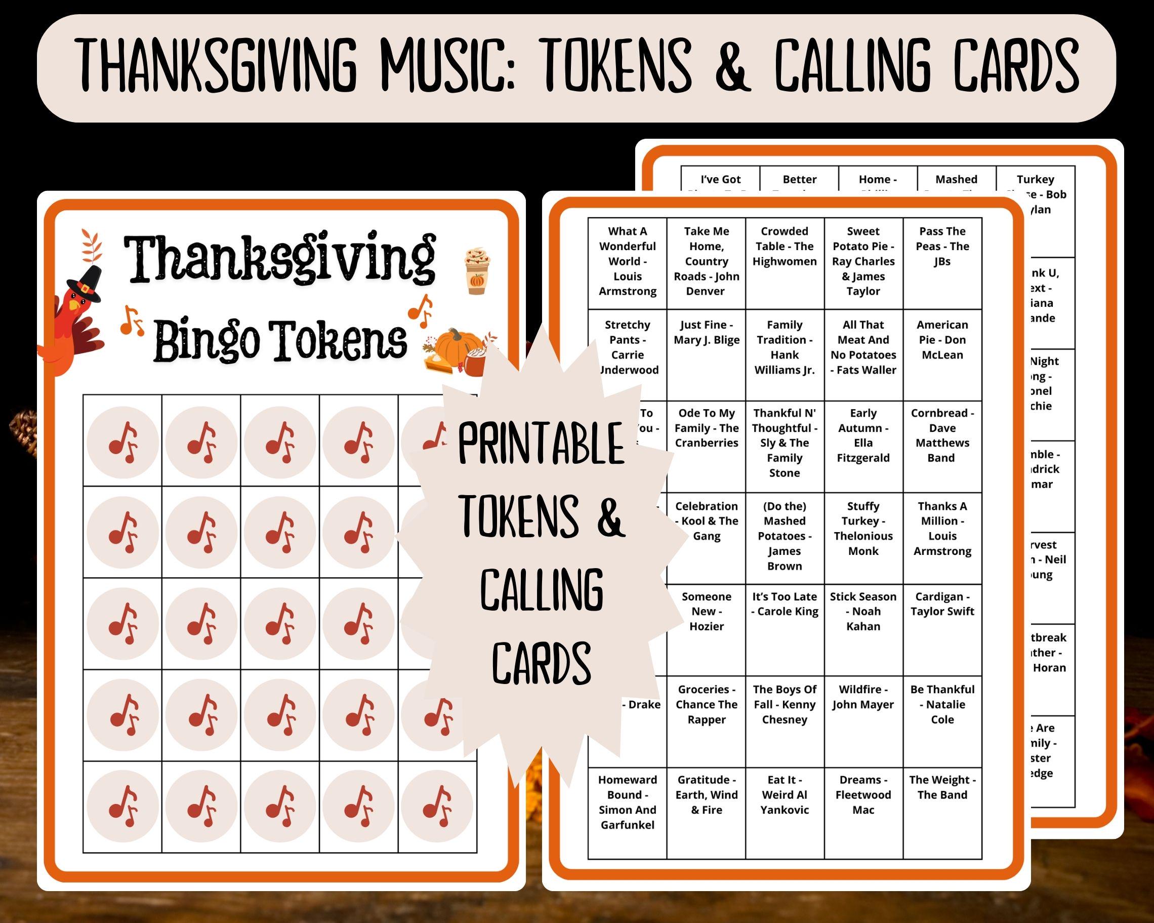 40 Thanksgiving Music Bingo Cards - Printable Thanksgiving Game ...