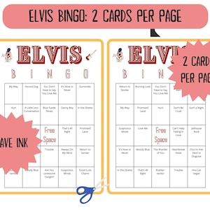 Elvis Bingo - 80 Bingo Cards - Music Bingo - Elvis Presley - Team ...