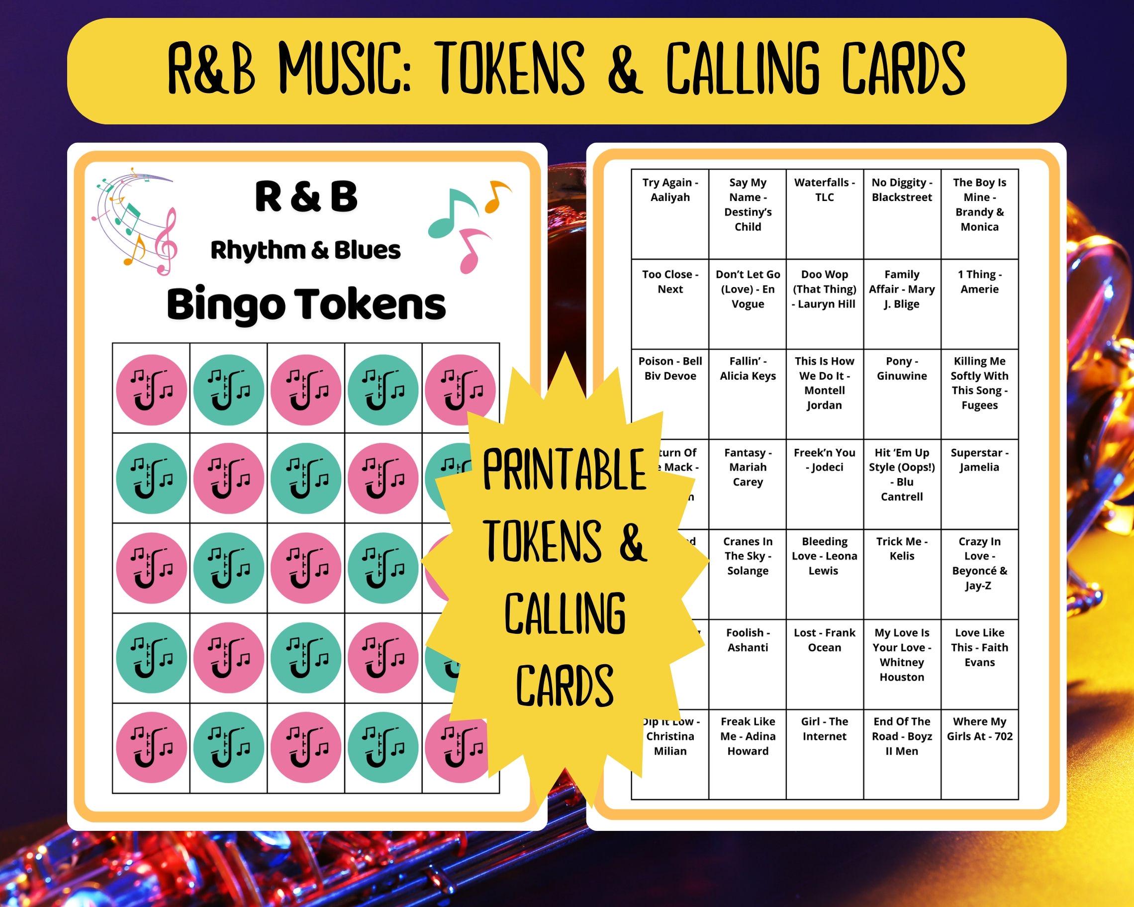 100 R&B Music Bingo Cards - Rhythm and Blues Bingo - Music Game - Team ...