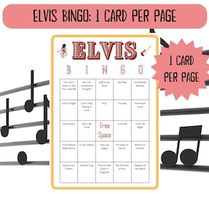 20 Elvis Bingo Cards Music Bingo Elvis Presley Team Building Games ...
