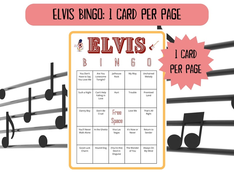 80 Elvis Bingo Cards Music Bingo Elvis Presley Team Building Games ...