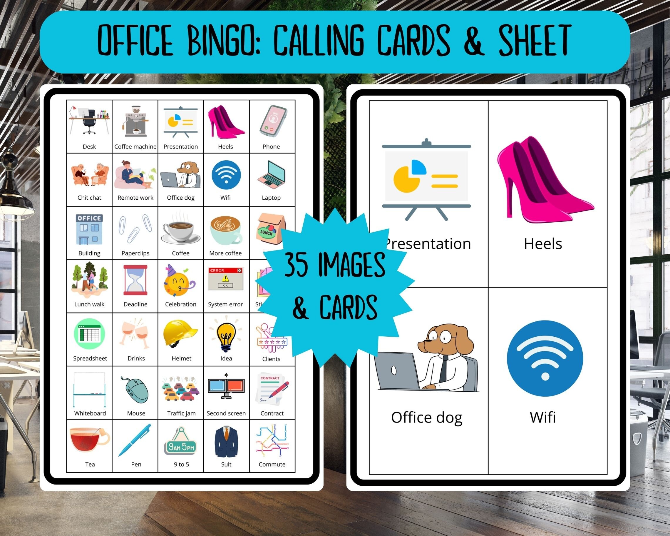 20 Office Bingo Cards - Team Building Games - Meeting Bingo - Coworker ...
