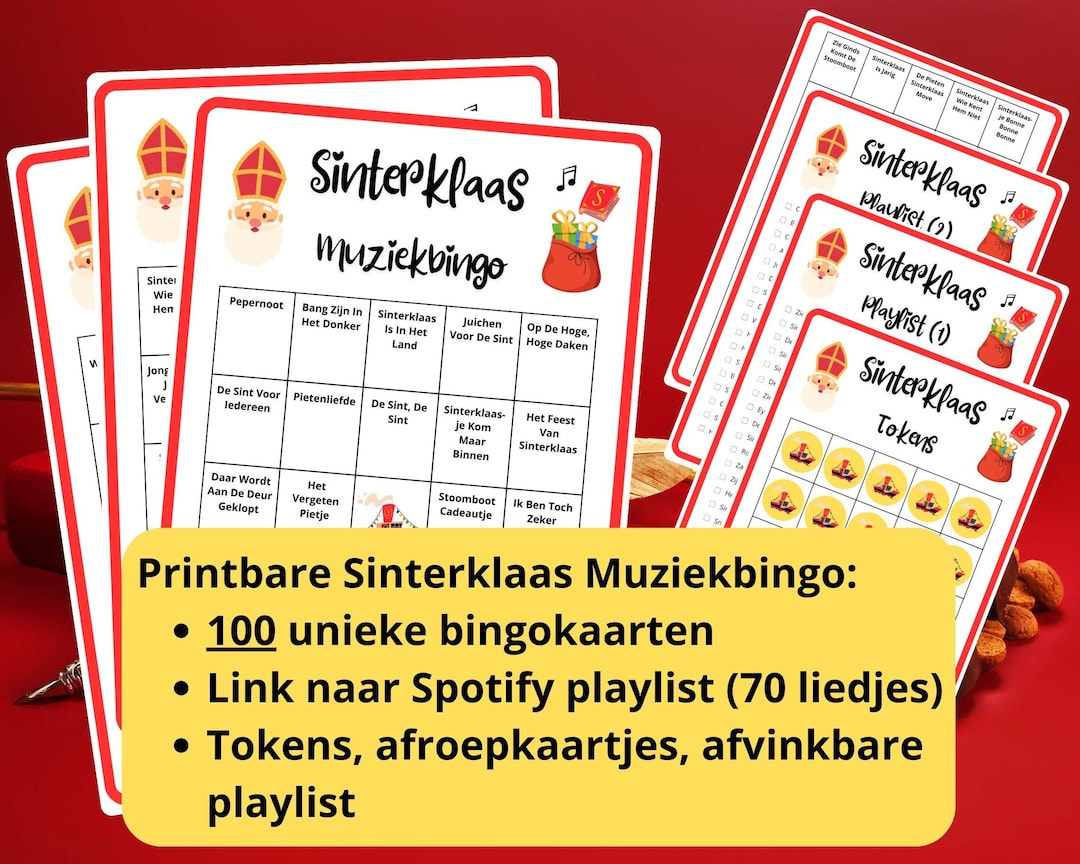 100 Sinterklaas Muziekbingokaarten - Sint Nicolaas Bingo - Sinterklaas ...