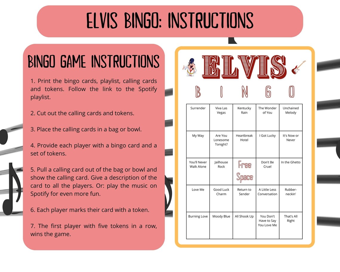 20 Elvis Bingo Cards Music Bingo Elvis Presley Team Building Games ...