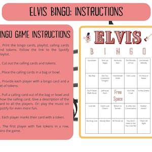 20 Elvis Bingo Cards Music Bingo Elvis Presley Team Building Games ...