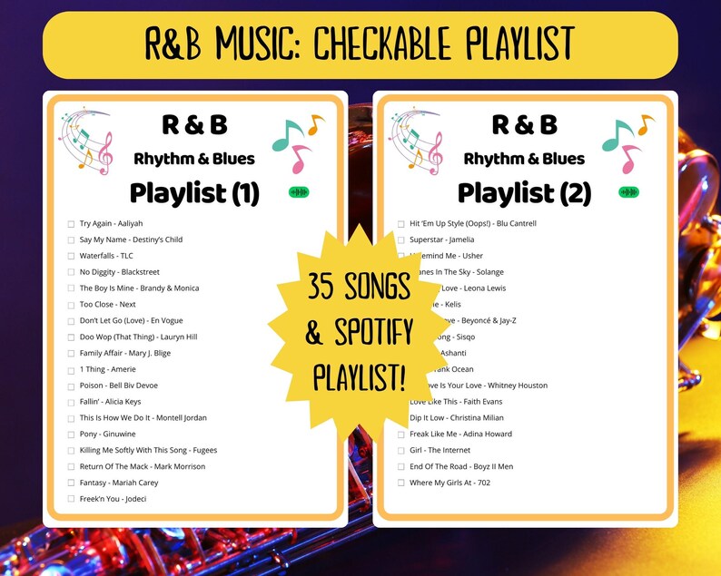 100 R&B Music Bingo Cards - Rhythm and Blues Bingo - Music Game - Team Bonding Games - Fun ...
