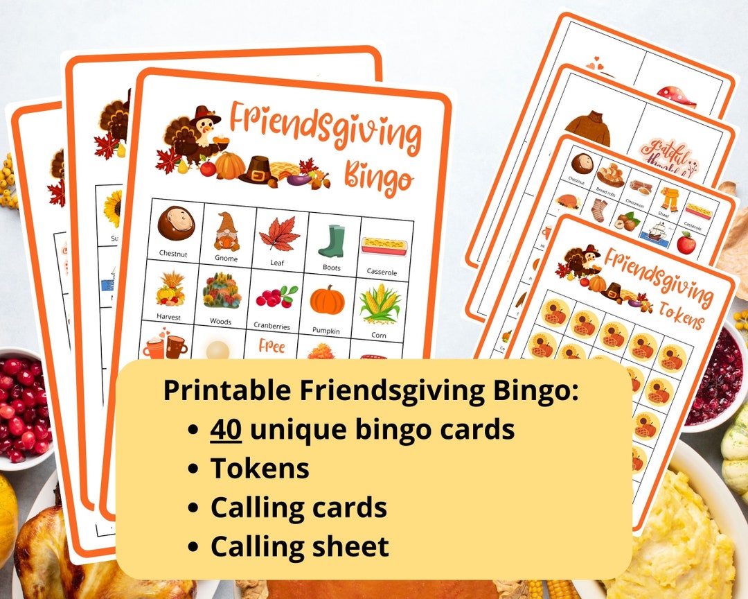 40 Friendsgiving Bingo Cards Printable Game Team Building Games Family ...