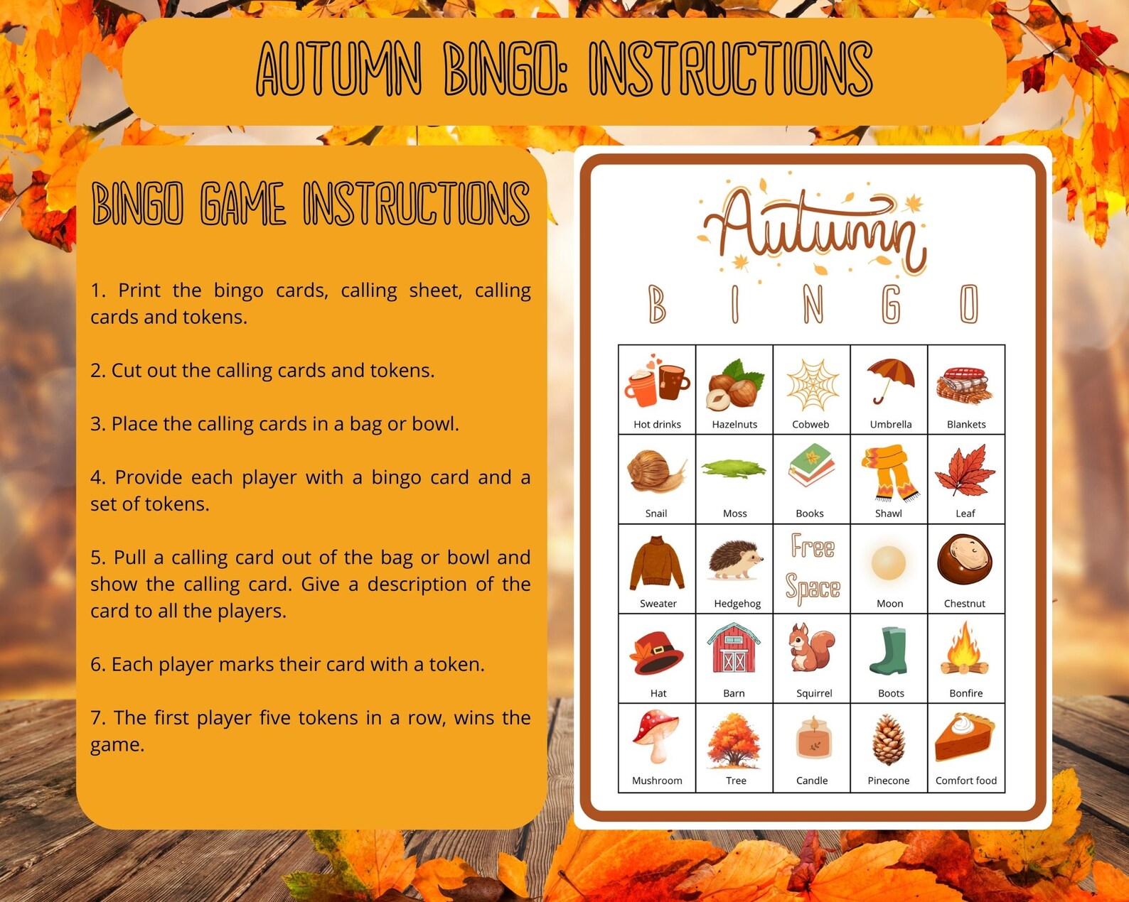 40 Autumn Fall Bingo Cards, Printable Game, Kids Fall Activities ...