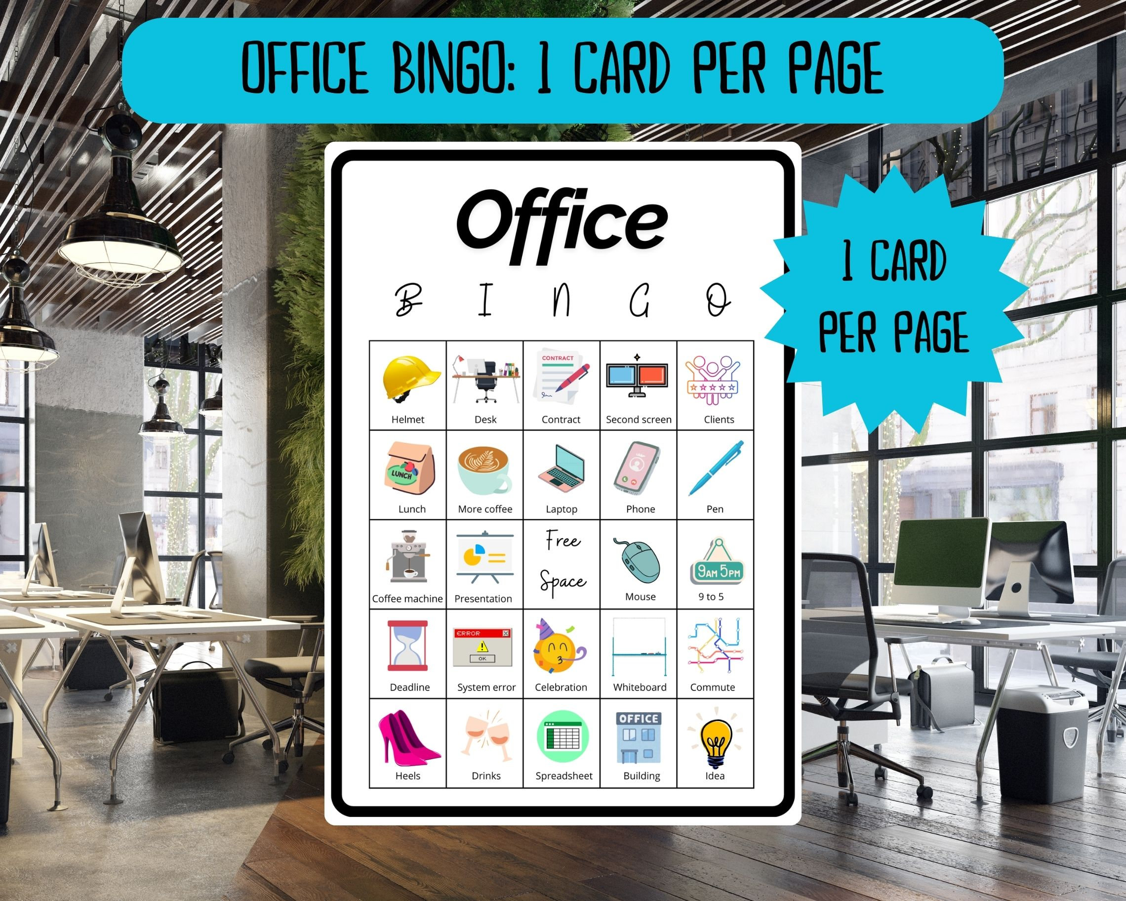 20 Office Bingo Cards - Team Building Games - Meeting Bingo - Coworker ...