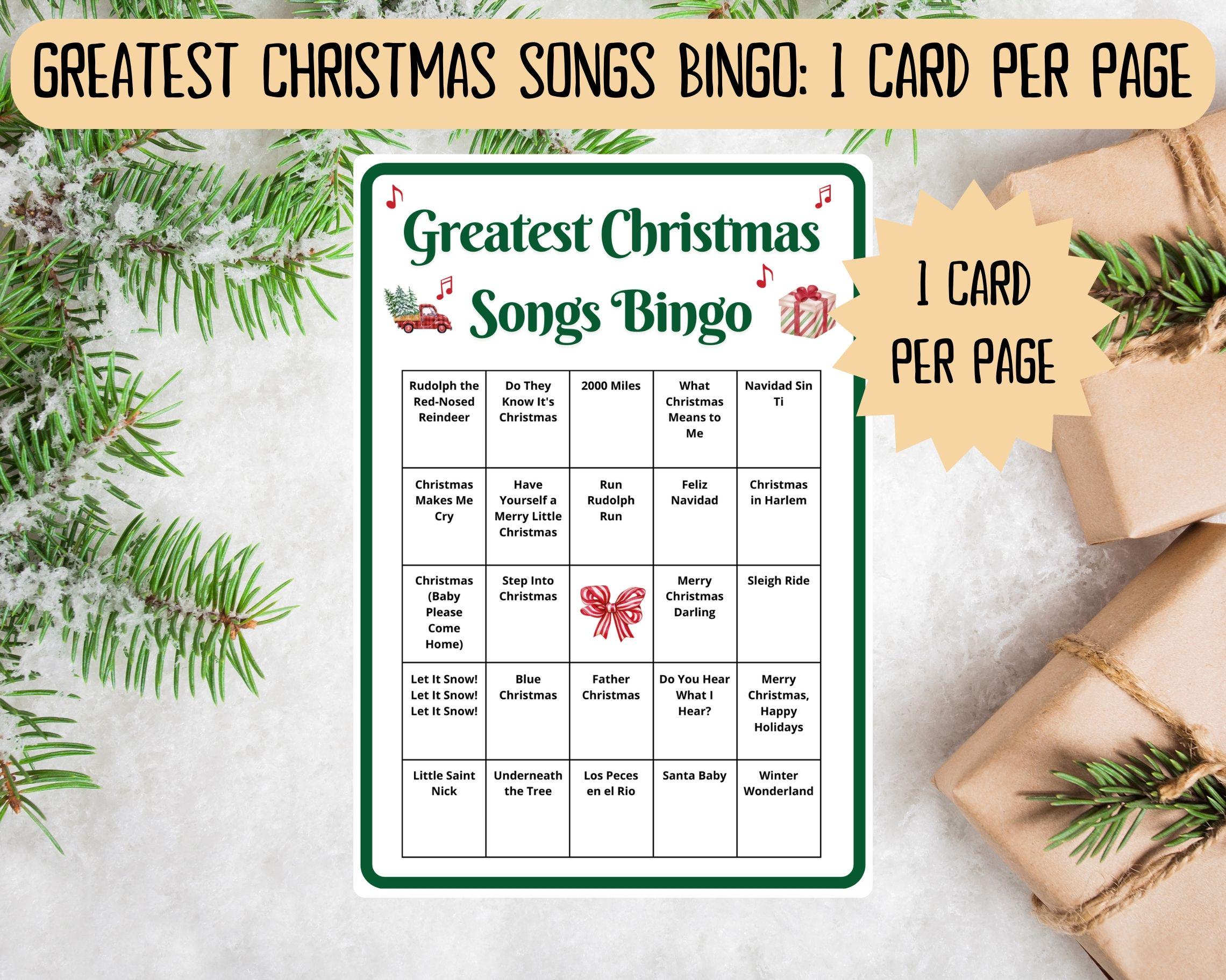 20 Greatest Christmas Songs Bingo Cards - Christmas Bingo - Family ...