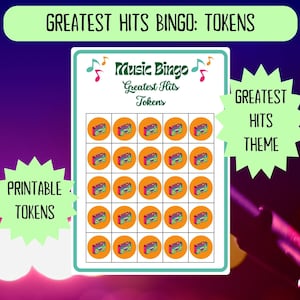 60 Greatest Hits Music Bingo Cards - Music Bingo - 50s 60s 70s 80s ...