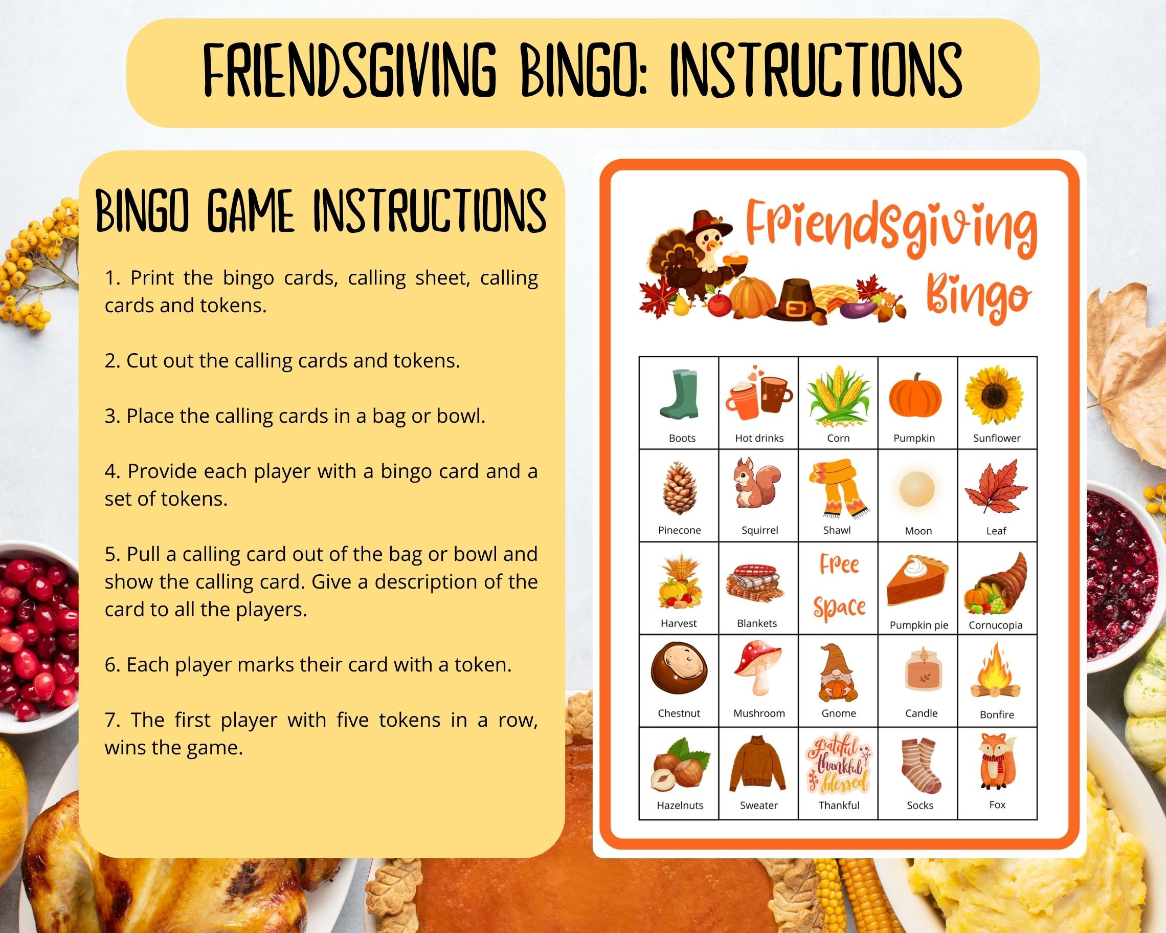 60 Friendsgiving Bingo Cards - Family Reunion Bingo - Thanksgiving ...