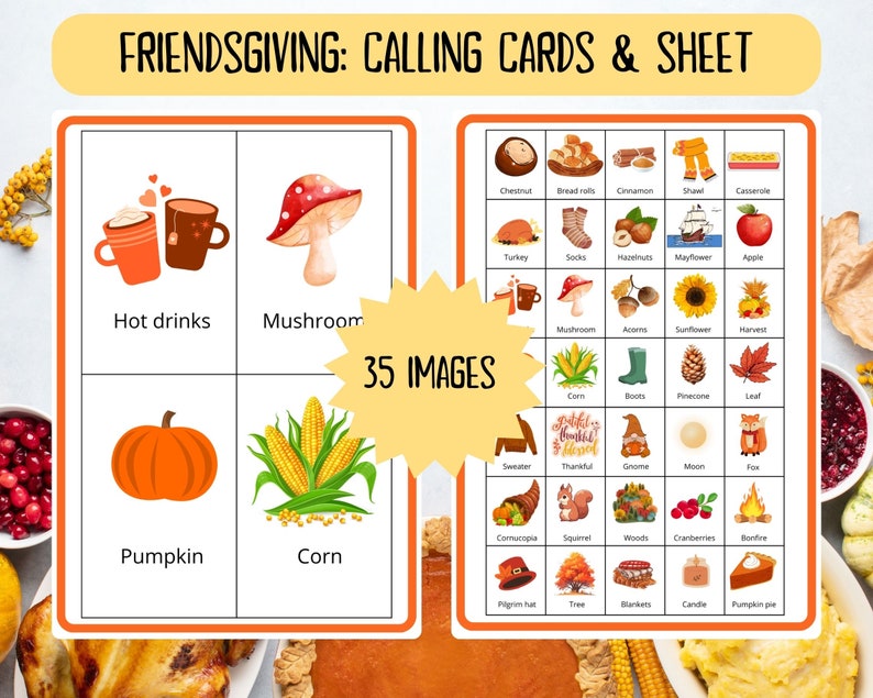 60 Friendsgiving Bingo Cards - Family Reunion Bingo - Thanksgiving ...