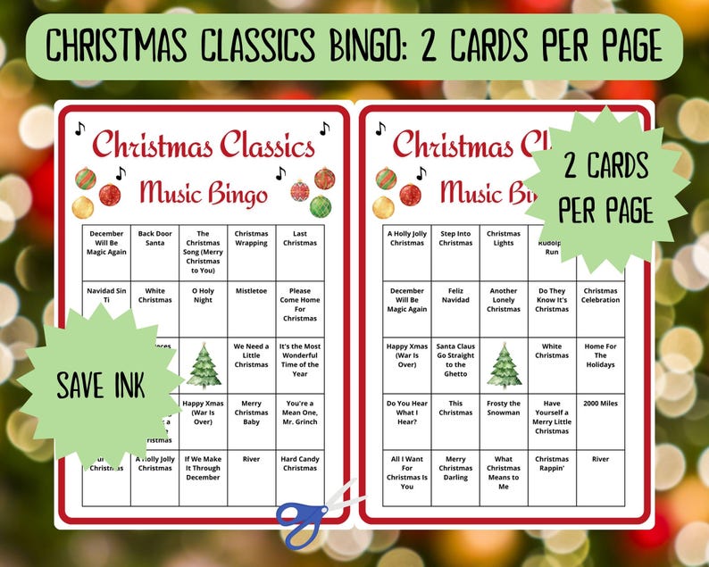 80 Christmas Classics Music Bingo Cards - Christmas Songs Bingo ...