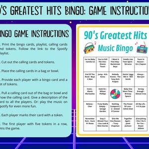 90's Music Bingo Cards - 40 Bingo Cards - Musical Bingo - 90s Music ...