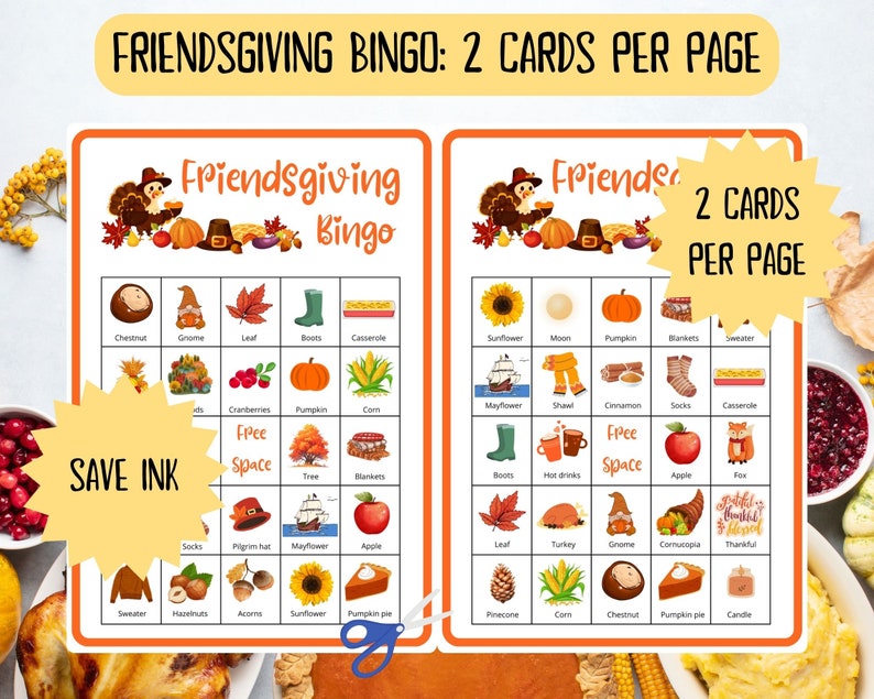 60 Friendsgiving Bingo Cards - Family Reunion Bingo - Thanksgiving ...