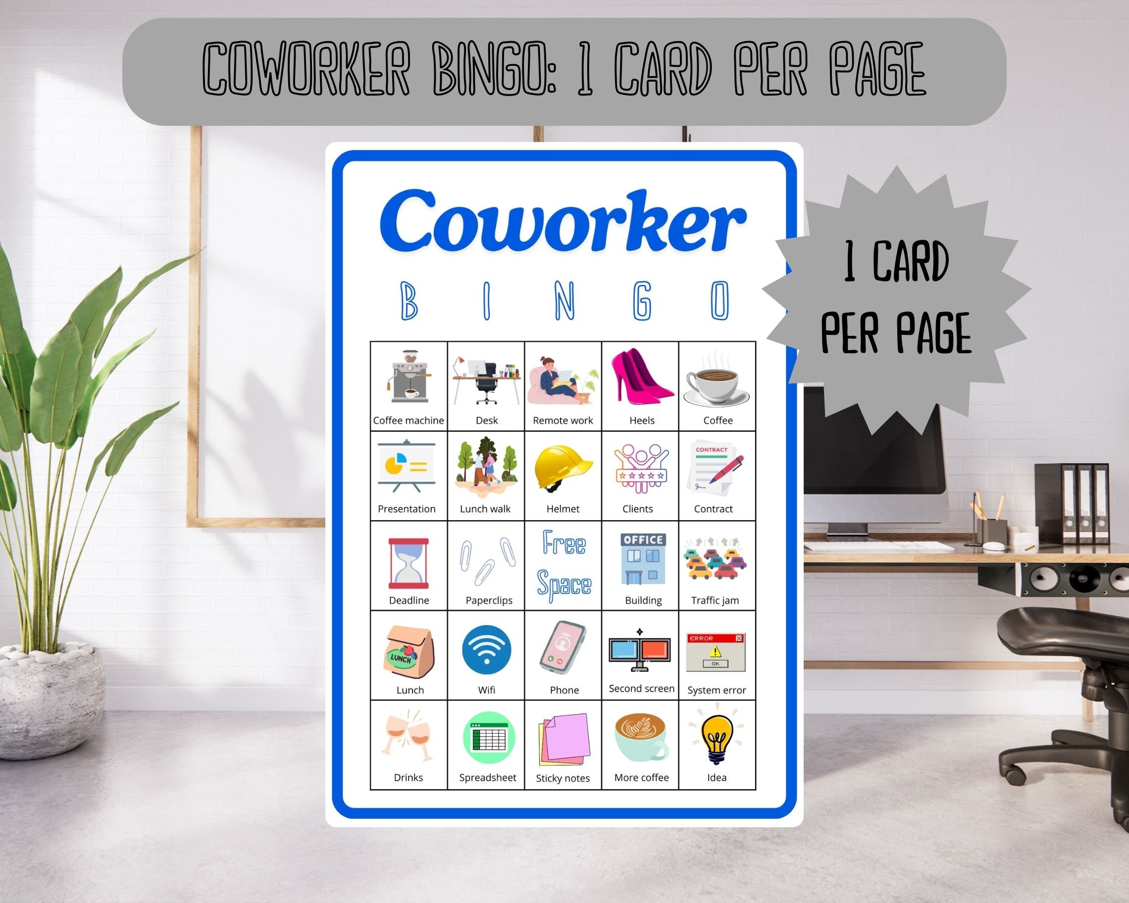20 Coworker Office Bingo Cards Coworker Bingo Team Building Activities ...