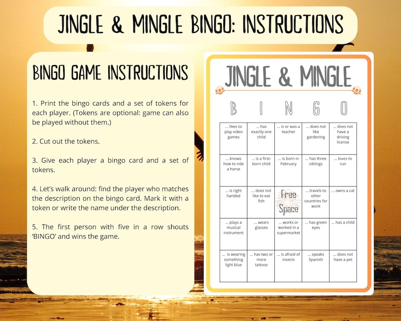 Jingle and Mingle Bingo - 20 Bingo Cards - Icebreaker Bingo - Find ...