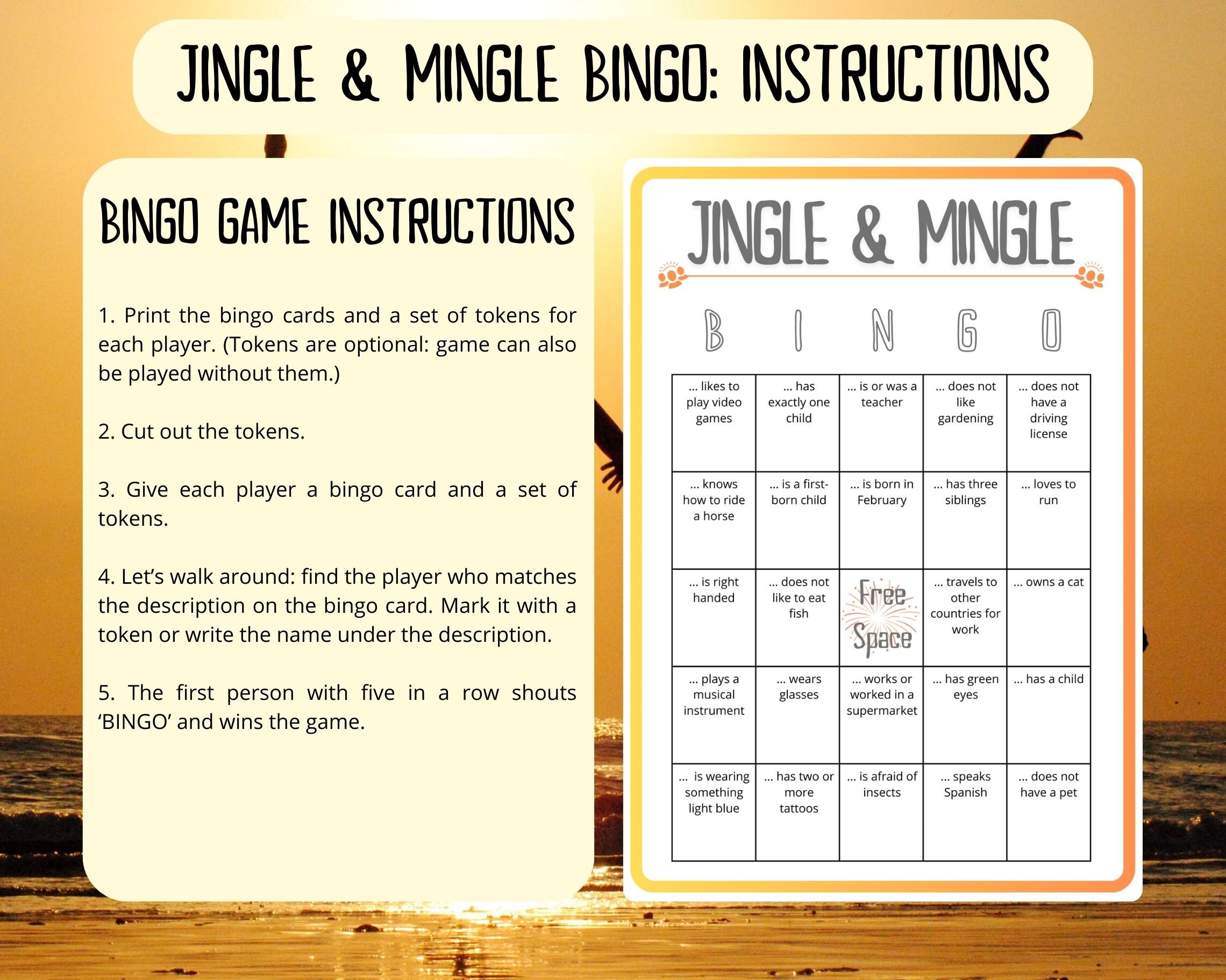 Jingle and Mingle Bingo - 20 Bingo Cards - Icebreaker Bingo - Find ...