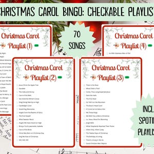20 Christmas Carol Music Bingo Cards - Christmas Bingo - Family Reunion ...