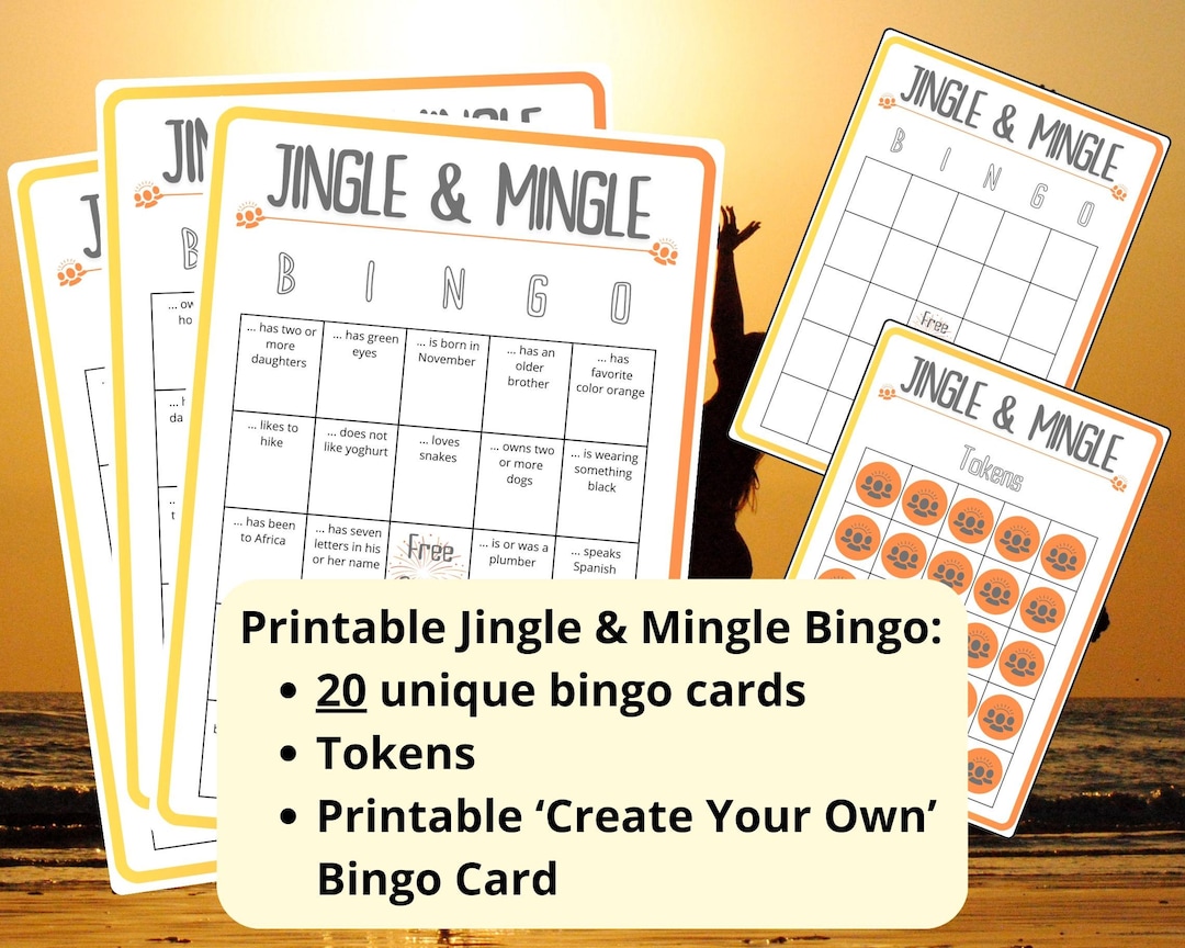 Jingle and Mingle Bingo - 20 Bingo Cards - Icebreaker Bingo - Find ...