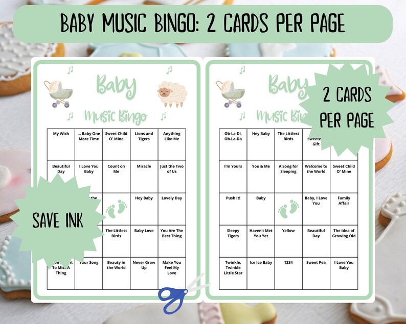 40 Baby Music Bingo Cards - Music Bingo - Baby Shower Bingo - Baby ...